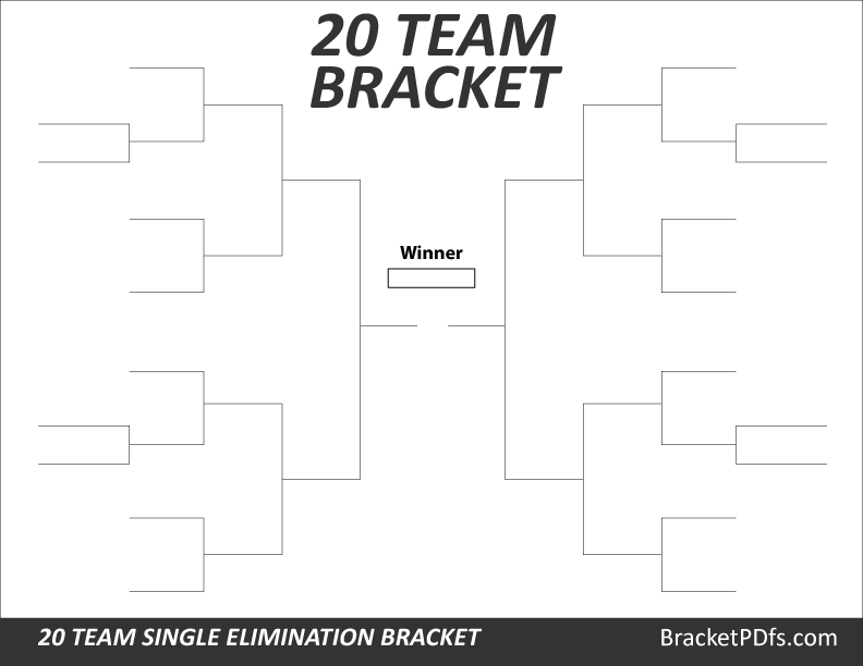 20 Team Bracket Single Elimination Printable Bracket