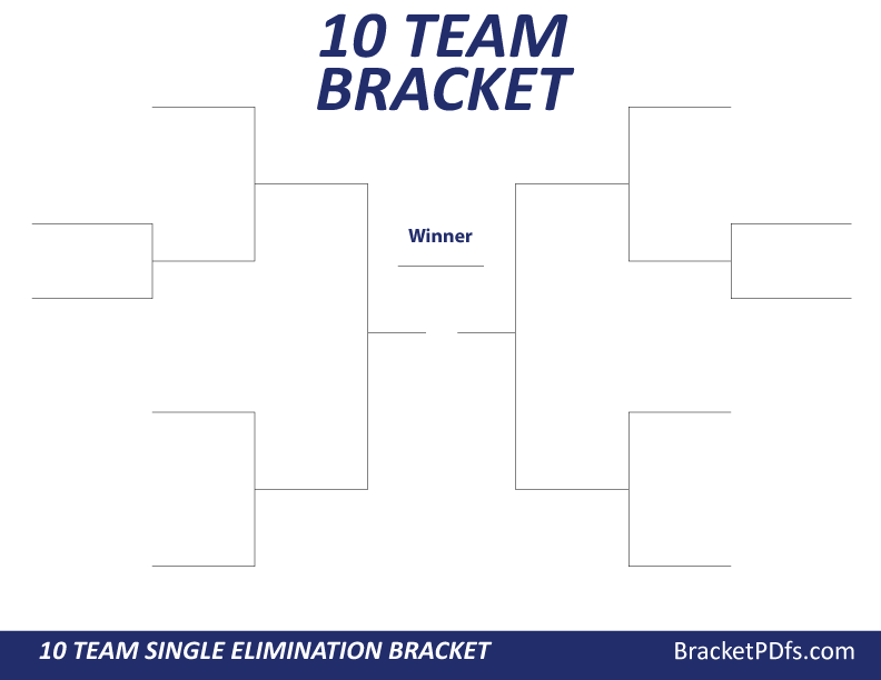 10 Team Bracket Single Elimination - Printable Bracket in 14 different ...