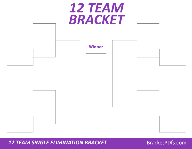 12 Team Bracket Single Elimination Printable Bracket In 14 Different 