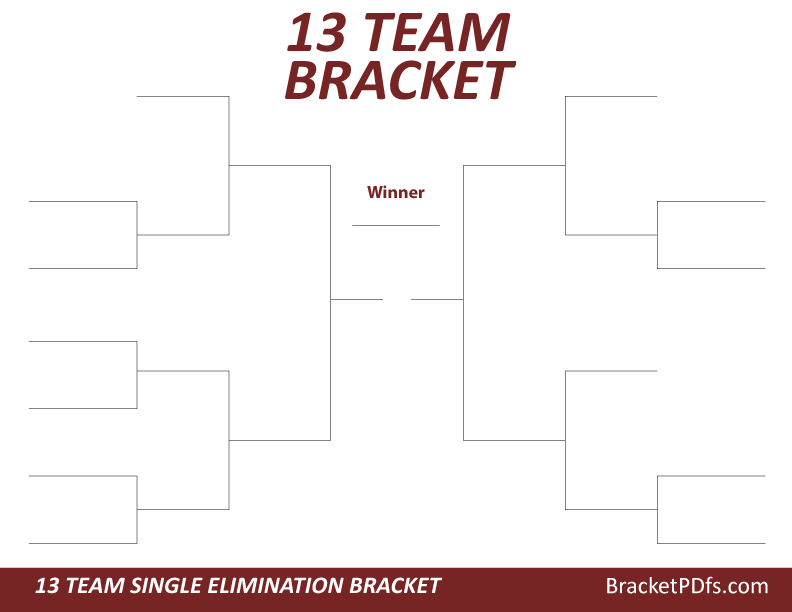 13 Team Bracket Single Elimination - Printable Bracket in 14 different ...