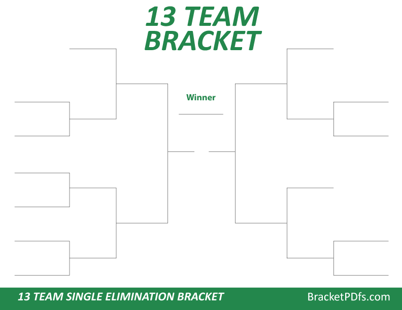 13 Team Bracket Single Elimination - Printable Bracket in 14 different ...