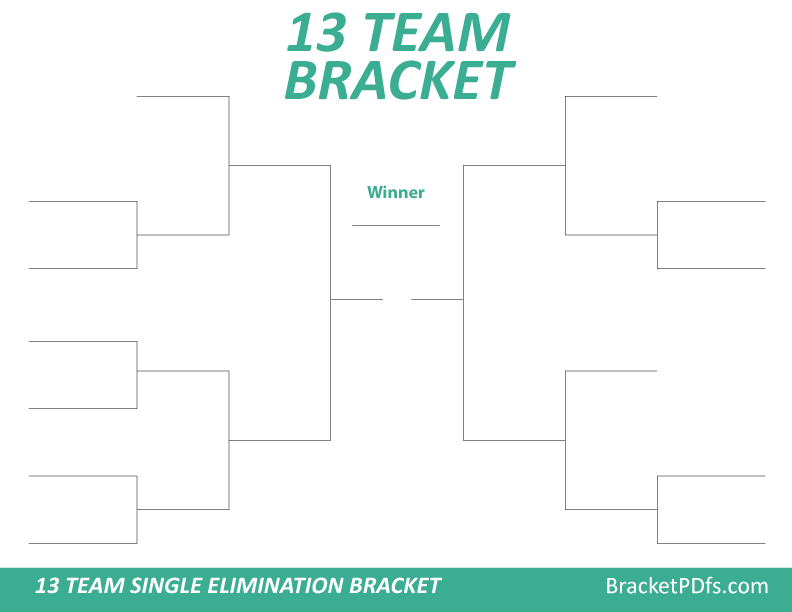 13 Team Bracket Single Elimination - Printable Bracket in 14 different ...
