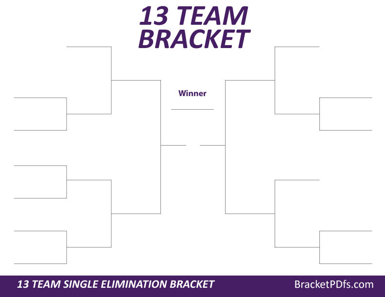 13 Team Bracket Single Elimination - Printable Bracket in 14 different ...