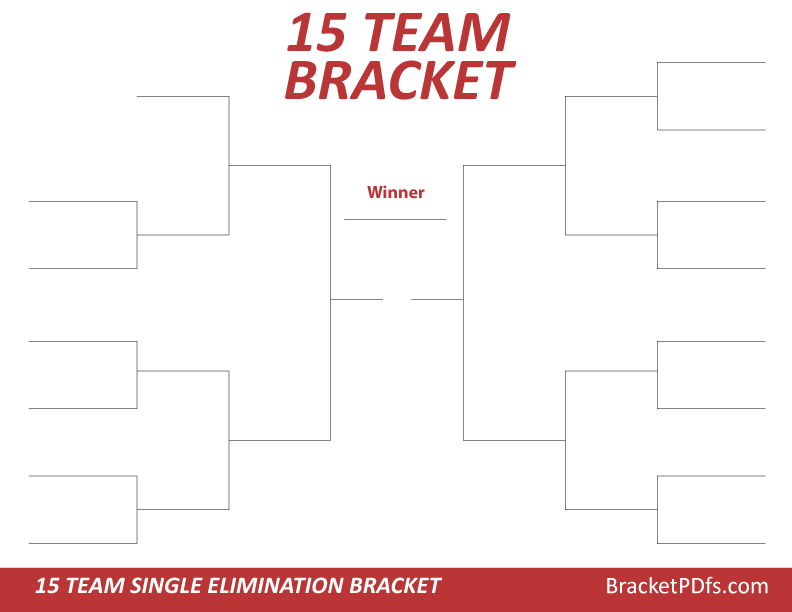 15 Team Bracket Single Elimination - Printable Bracket in 14 different ...