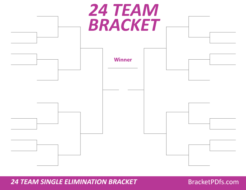 24 Team Bracket Single Elimination - Printable Bracket in 14 different ...
