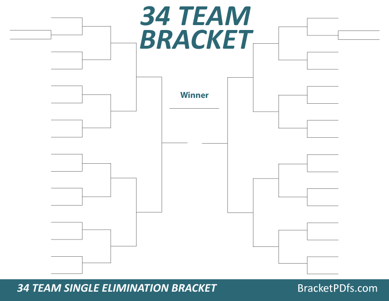 34 Team Bracket Single Elimination - Printable Bracket in 14 different ...