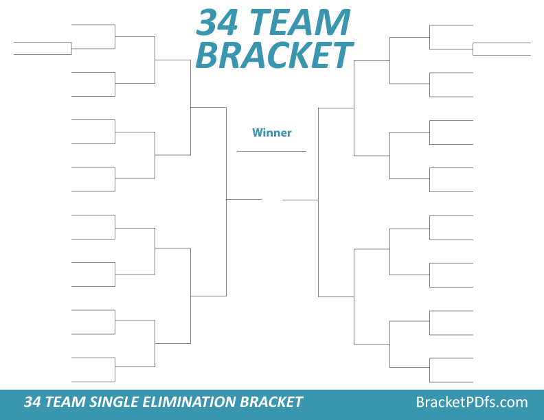 34 Team Bracket Single Elimination - Printable Bracket in 14 different ...