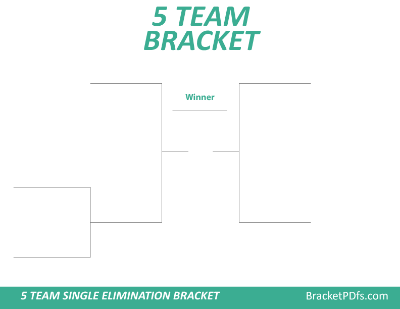 5 Team Bracket Single Elimination Printable Mint Color Bracket