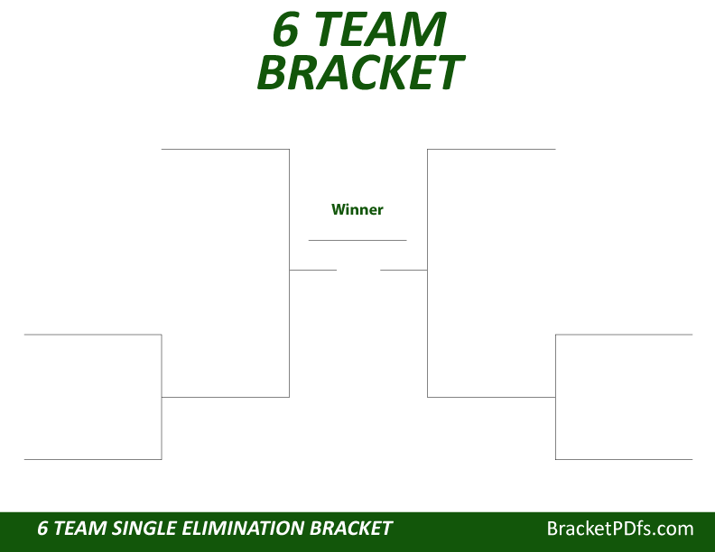 6 Team Bracket Single Elimination Printable Bracket In 14 Different 