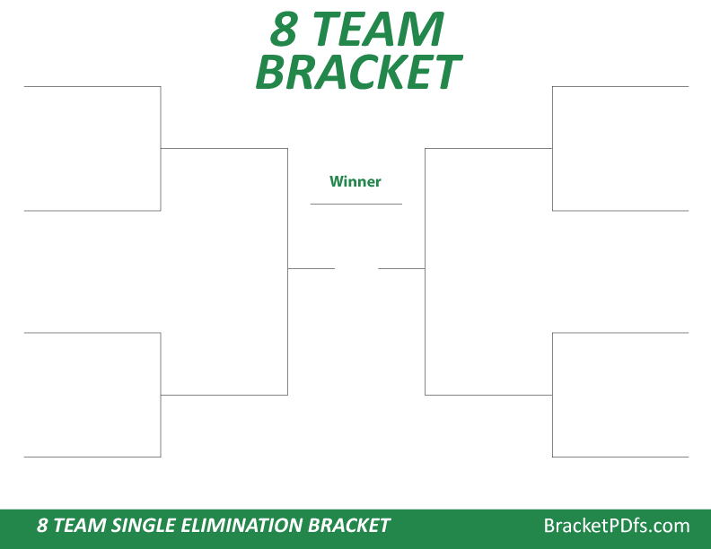 8 Team Bracket Single Elimination - Printable Bracket in 14 different ...