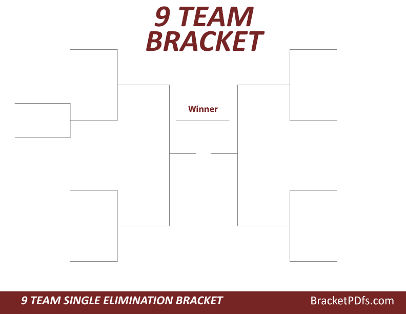 9 Team Bracket Single Elimination - Printable Bracket in 14 different ...